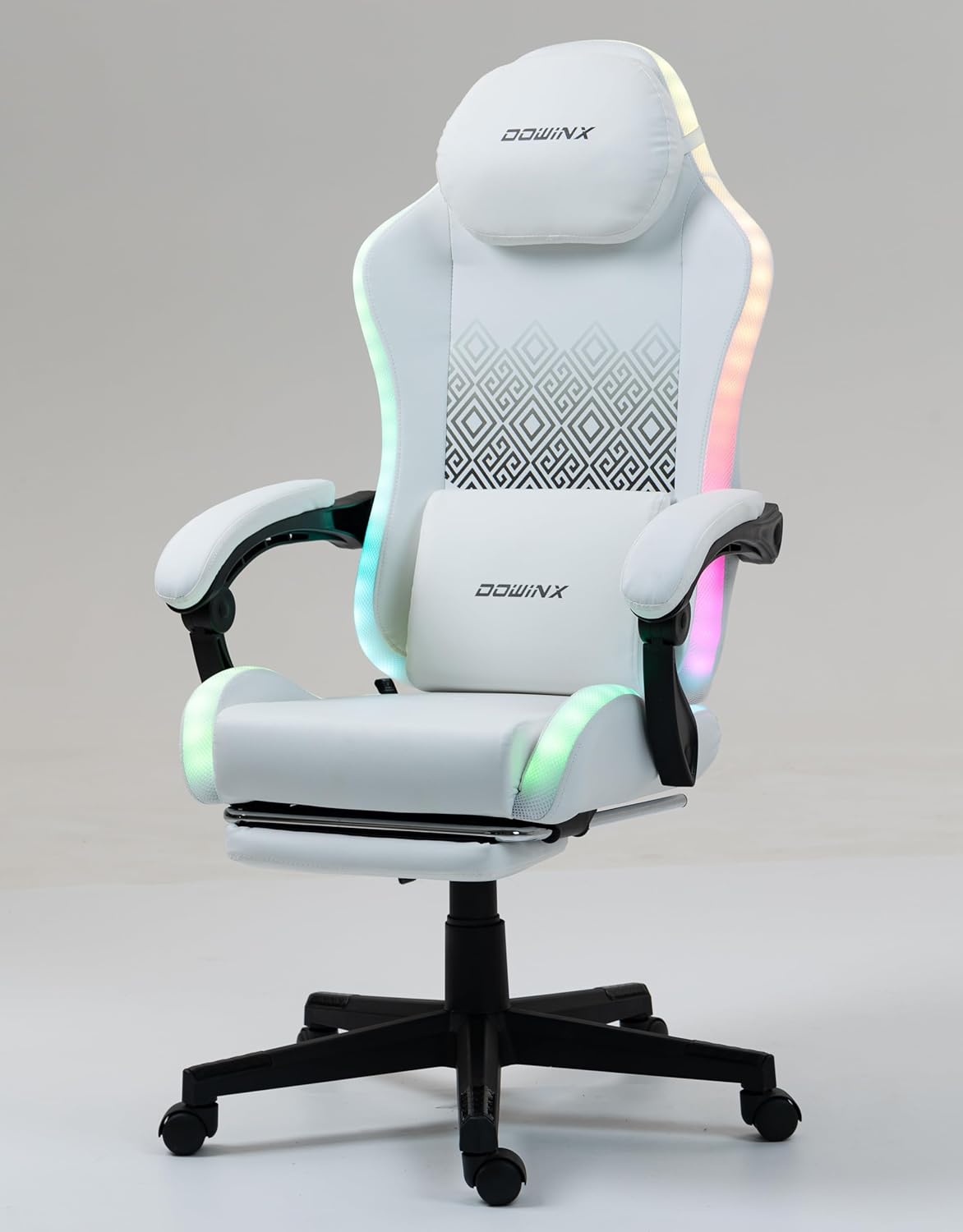 Dowinx Gaming Chair, LED Game Chair with Massage Lumbar Support and ...