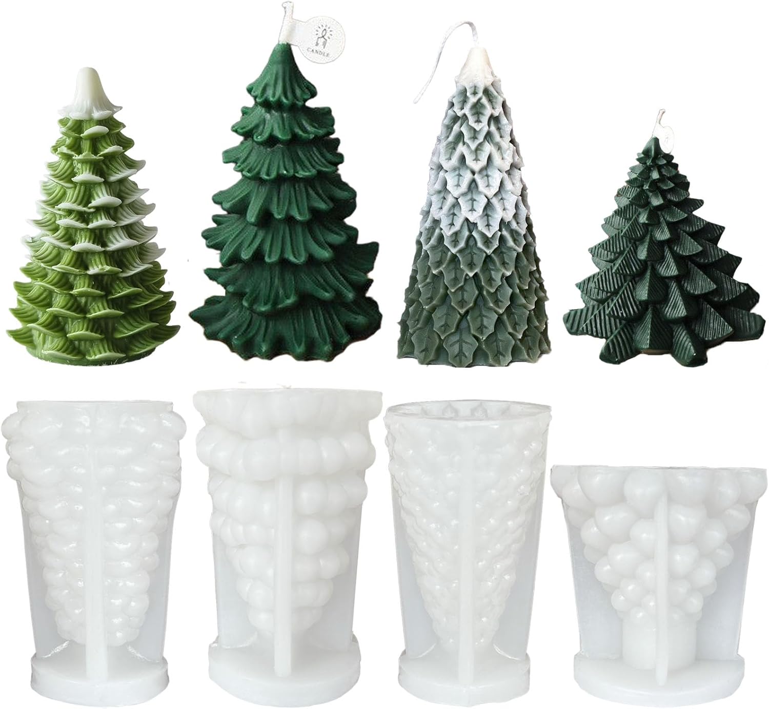 Midnadiy Candle moulds silicone Christmas, pack of 4 candles silicone ...