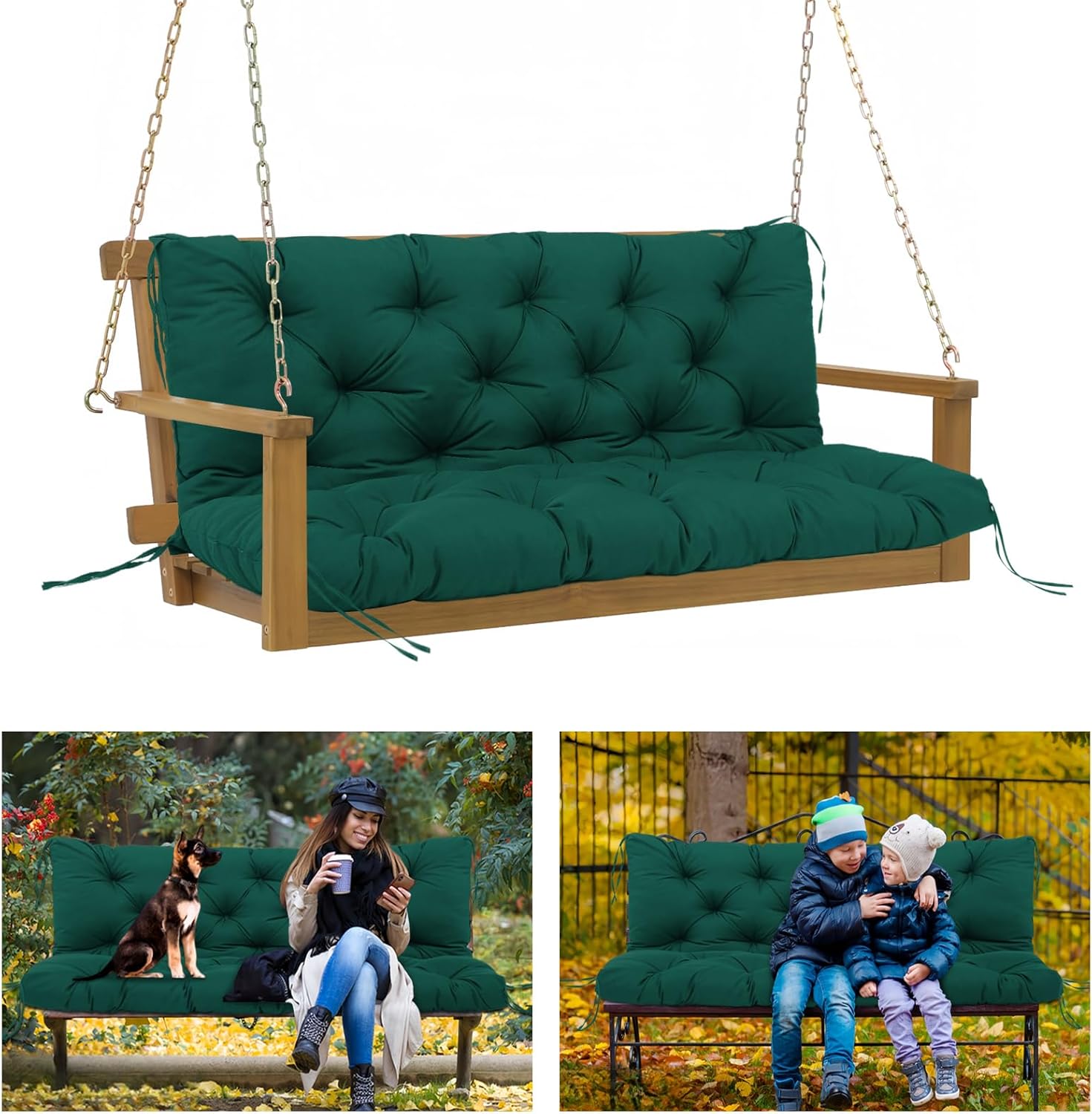 Amazon.com: 5" Thick Waterproof Porch Swing Cushion 60 x 40 in 3 Seater ...