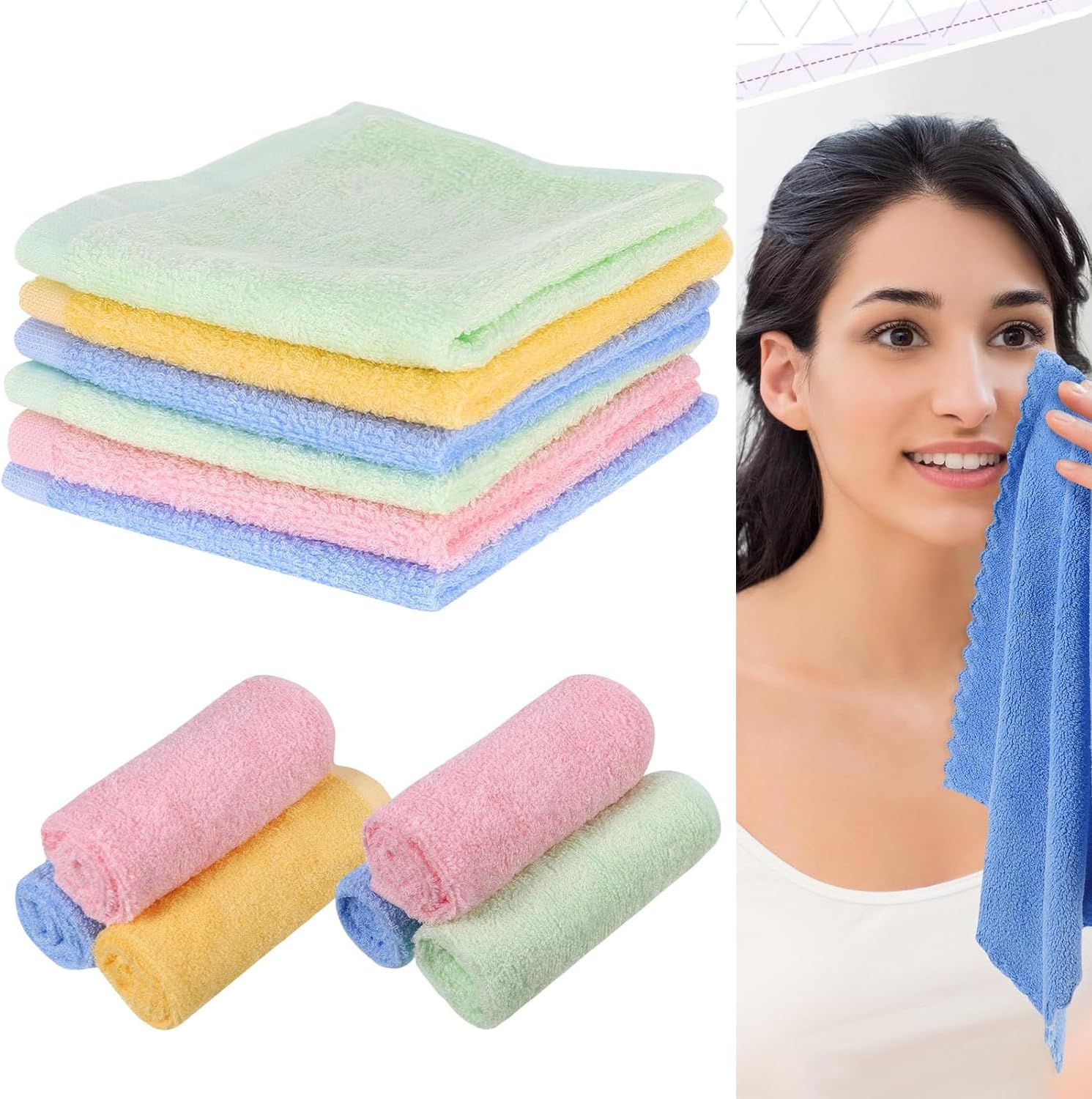 DILUSILK Flannels Face Cloth Soft Face Cloths Flannels Wash Towels ...