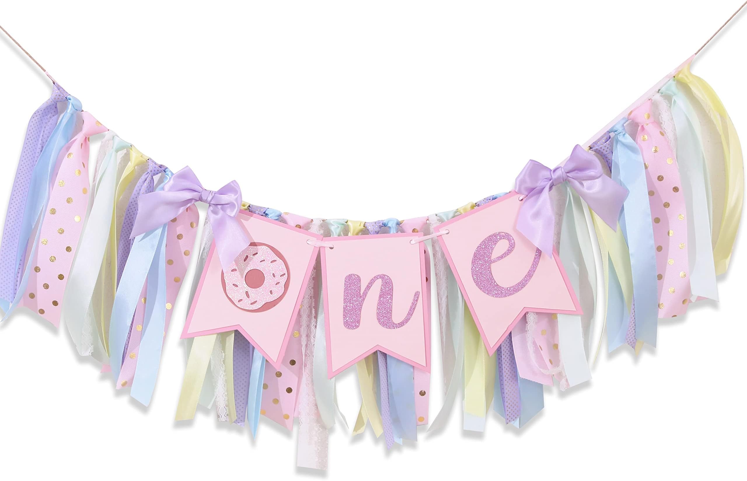 Amazon.com: Rainbow High Chair Banner for 1st Birthday - Baby Girl ...