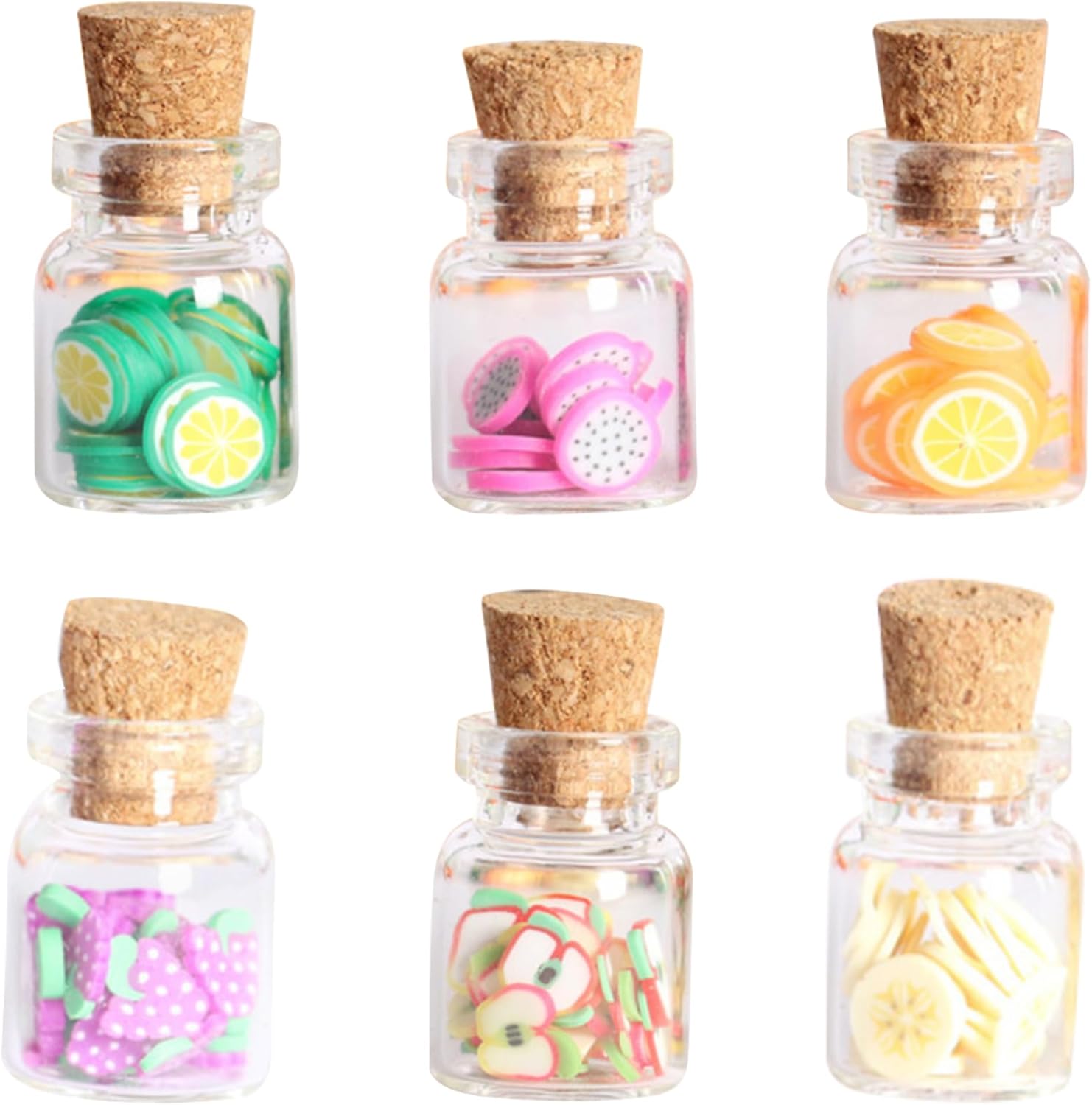 Mini Food Toys 6PCS 1/12 Scale Miniature Bottles with Fruit Slices Cute ...