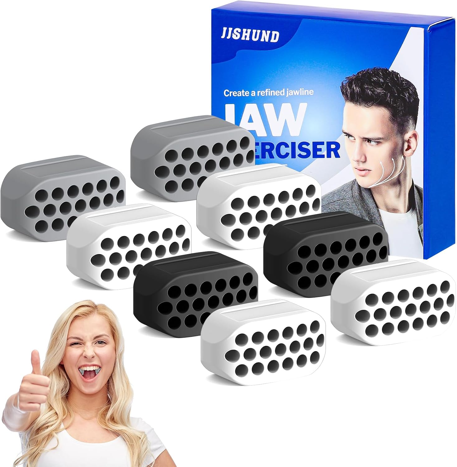 Amazon.com : jjshund 8 Pcs Jaw Exerciser for Men Women, 3 Resistance ...