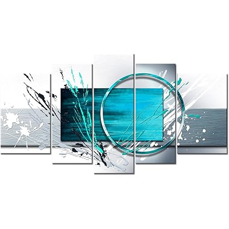 Amazon.com: Abstract Wall Art Canvas Turquoise and Grey Abstract Art ...