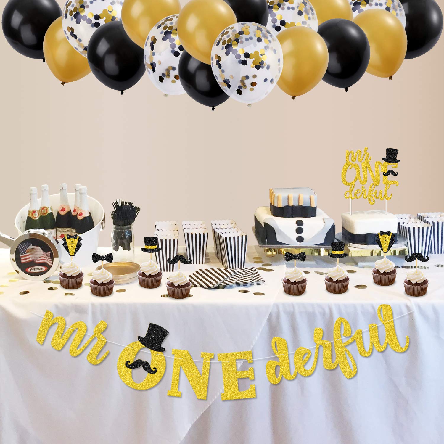 Buy Mr Onederful 1st Birthday Decorations Kit Mr Wonderful Dapper ...