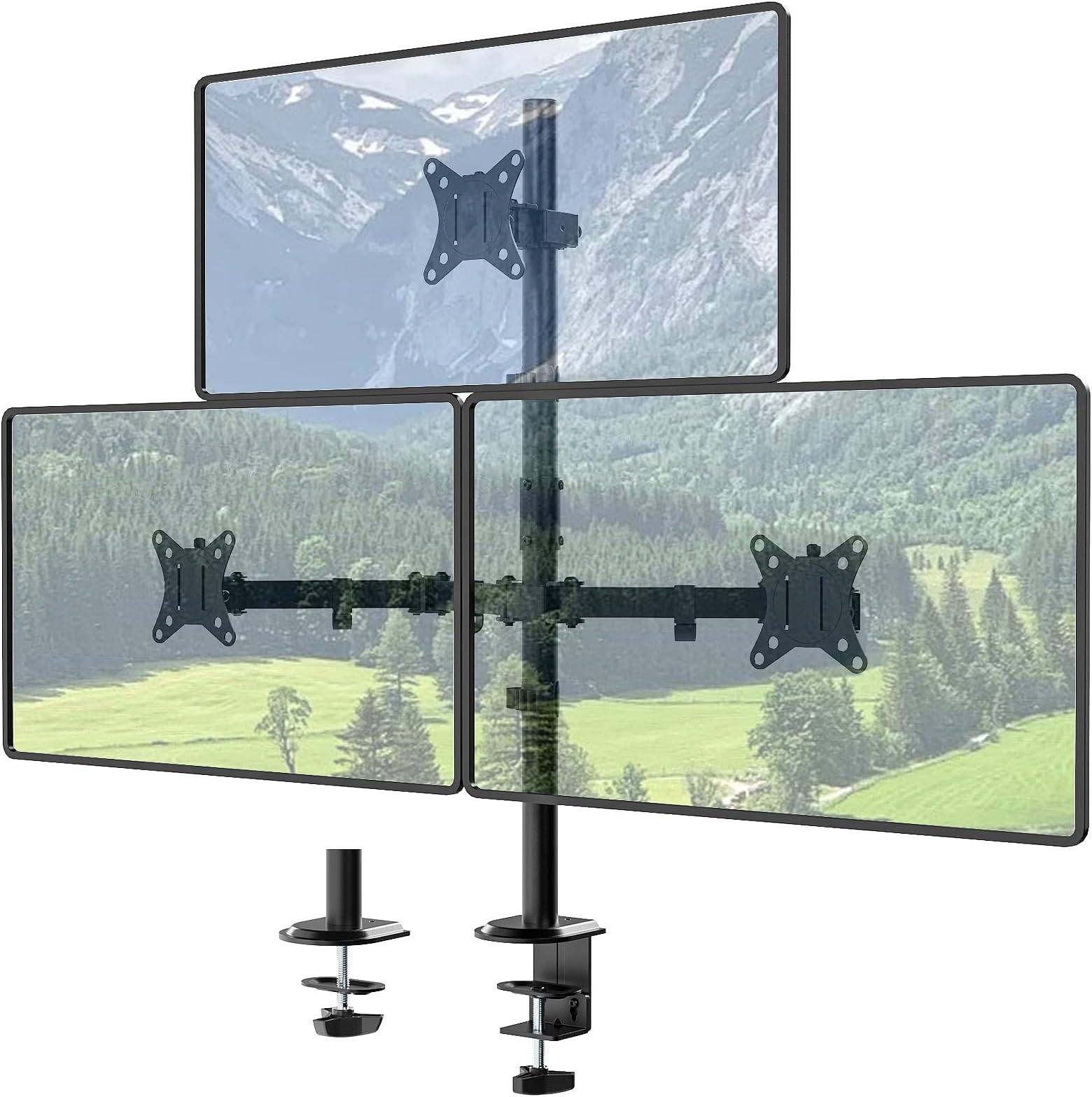 Support Écran PC 3 pour 17-35", Bras pour Écrans 80 cm de Haut, Support ...