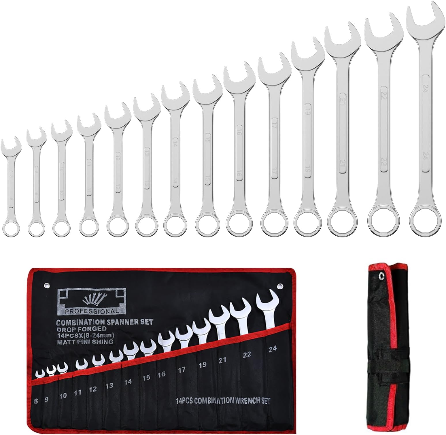 Mesybveo 14 Pièces Clé Plate à Cliquet, 8-24 mm Jeu de Clé Plate Mixtes ...