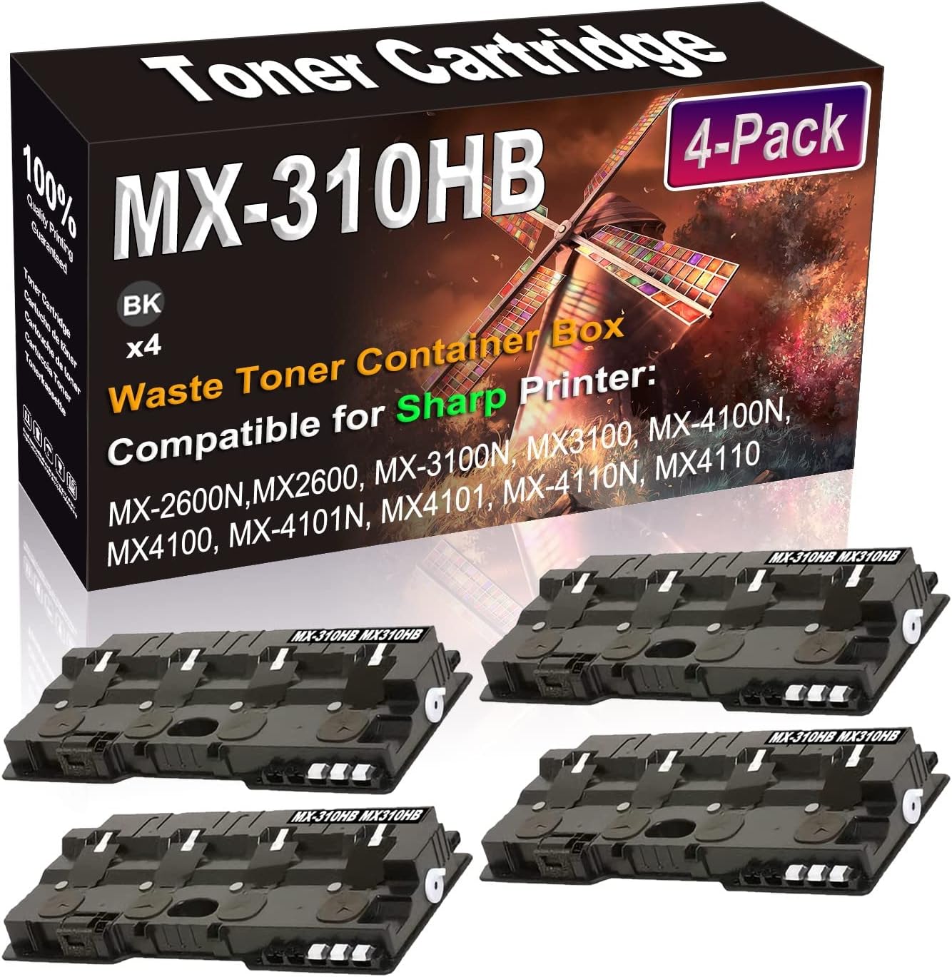 Amazon.com: Kolasels 4-Pack (Black) Compatible MX-2600N MX2600 MX-3100N ...