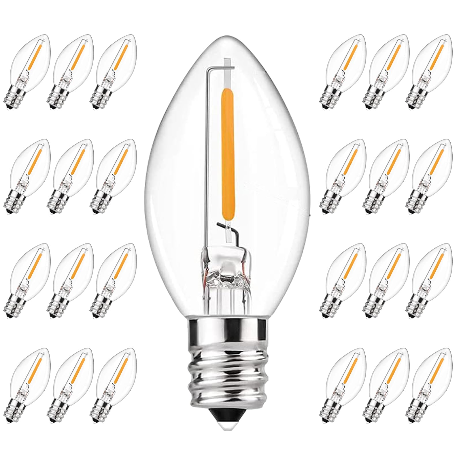 Konictom C7 LED Replacement Bulbs,25 Pack 0.6W C7 LED Christmas Lights ...