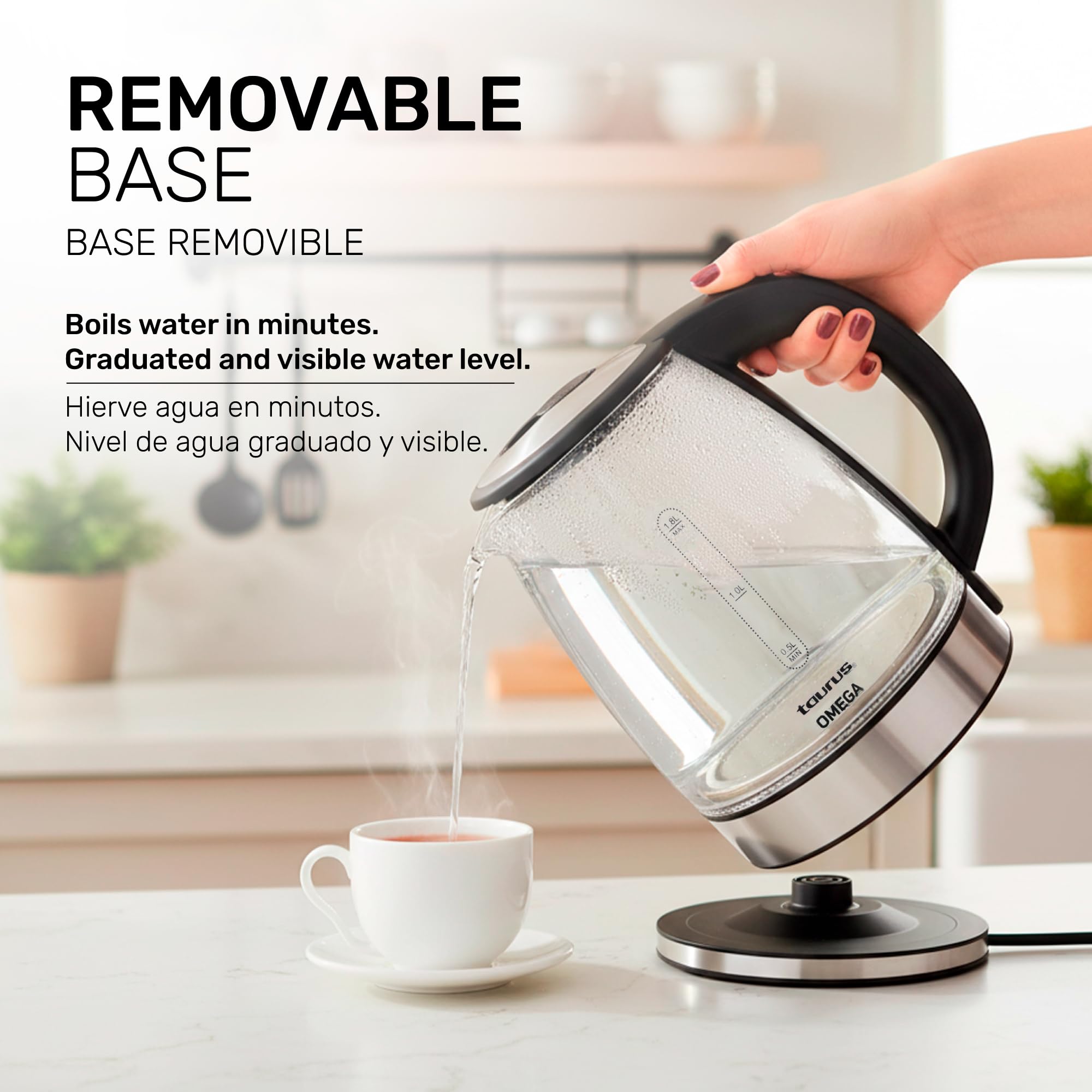 Snapklik.com : Taurus Cordless Electric Kettle 1.7L Stainless Steel Hot ...