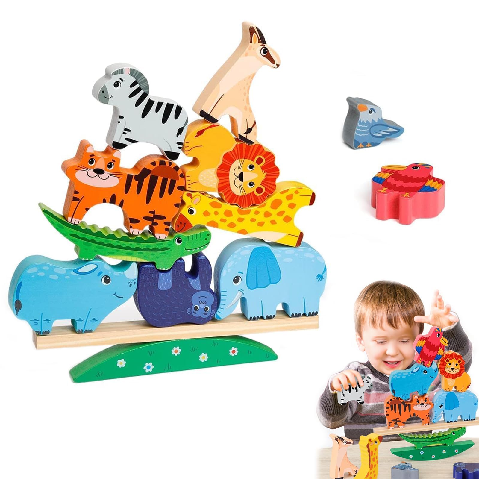 MetalNuts Montessori-Building-Stacking Toddler Building Blocks Wooden ...