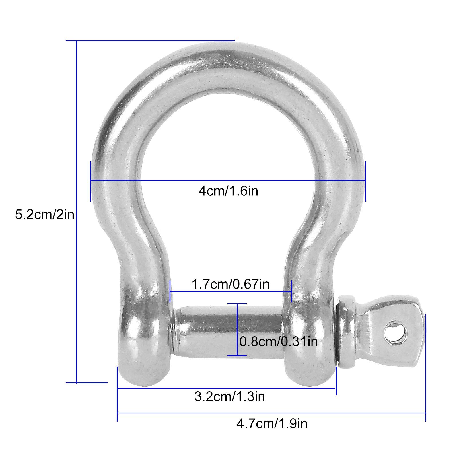 Snapklik.com : DNVOTRES 14 PCS Anchor Shackle 5/16 Bow Shackle M8 Screw ...