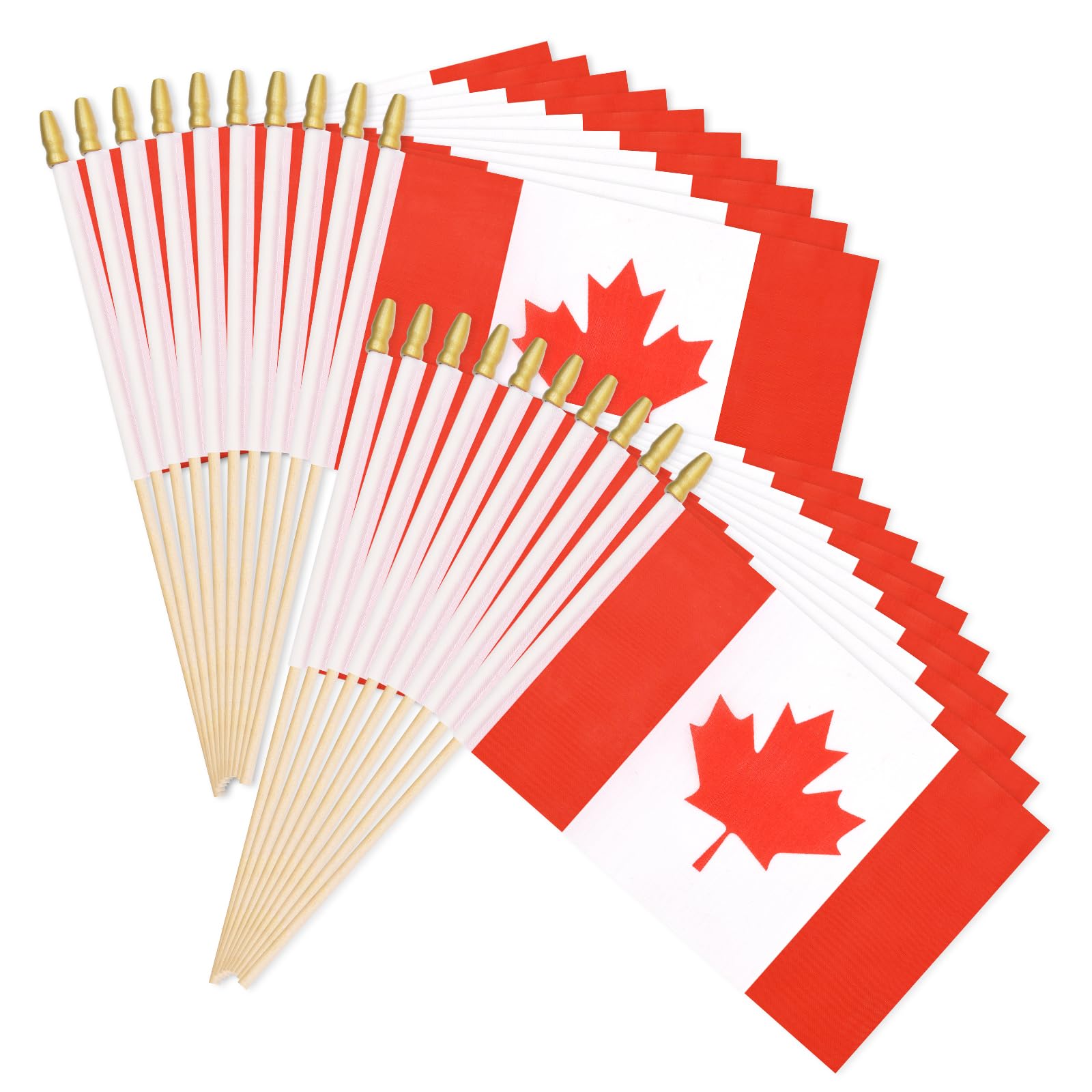 20 Pack Small Canada Flag Stick 5'' x 8'' - Handheld Canadian Flags ...