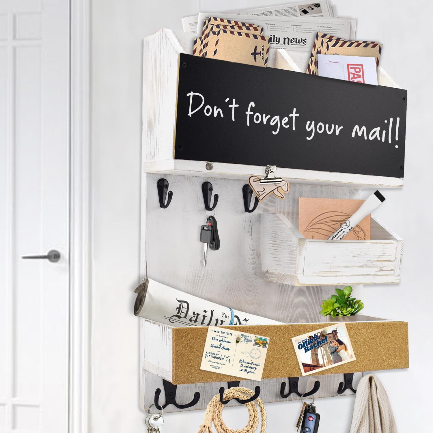 Amazon.com: HEKOOLA Mail Organizer Wall Mount，Key Holder Mail and Key ...