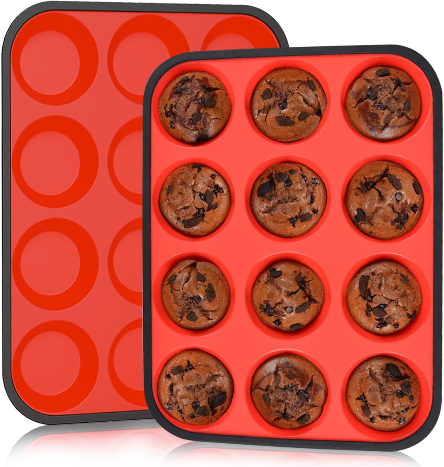 Amazon.com: CAKETIME Muffin Pan, Silicone Cupcake Pan Metal Reinforced ...