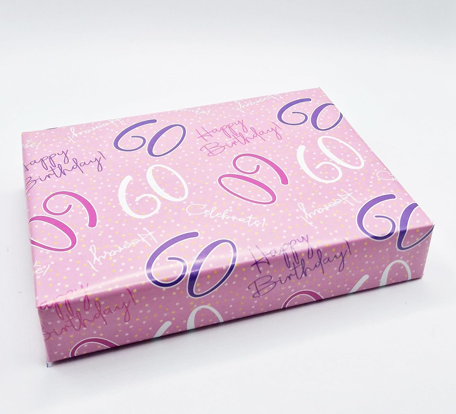 2 Sheets 60th Happy Birthday Celebrate Hooray Pink Female Wrapping ...