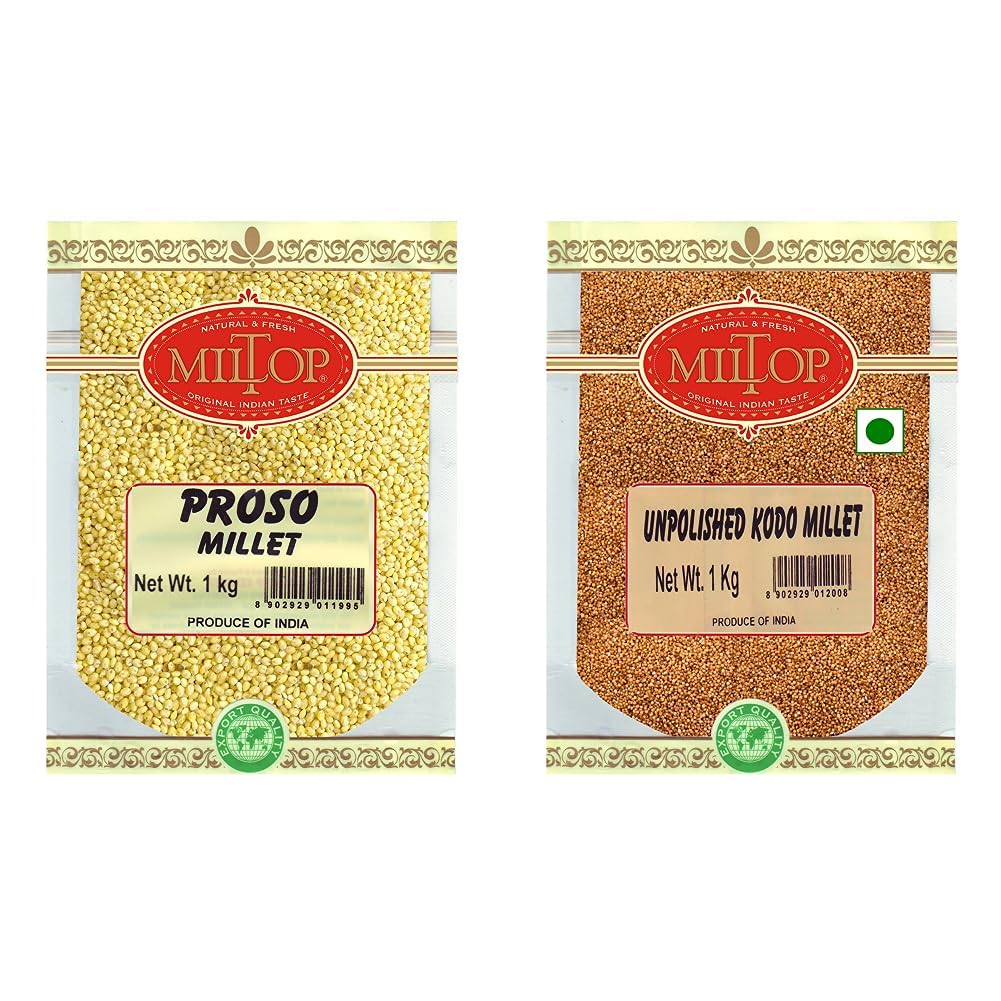 Miltop Proso Millet 1 kg & Miltop Unpolished Kodo Millet 1 kg : Amazon ...