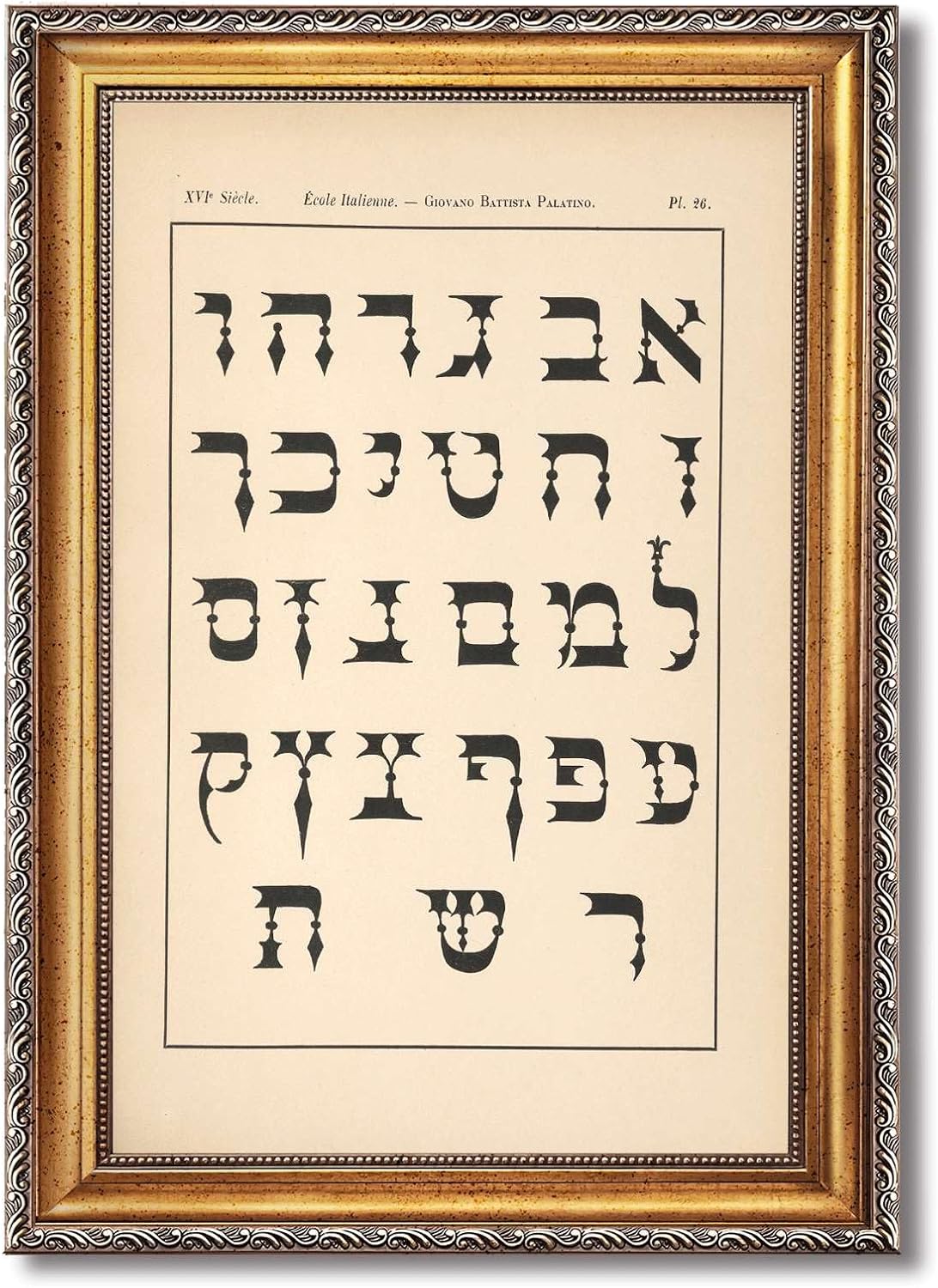 Amazon.com: Vintage Framed Hebrew Alphabet Wall Art Canvas Print Oil ...