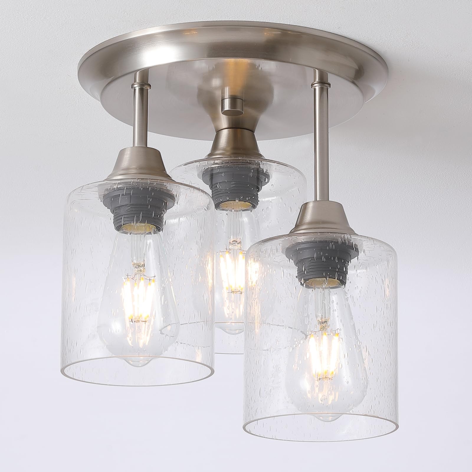 winsmart Semi Flush Mount Ceiling Light Fixture with Seeded Glass ...