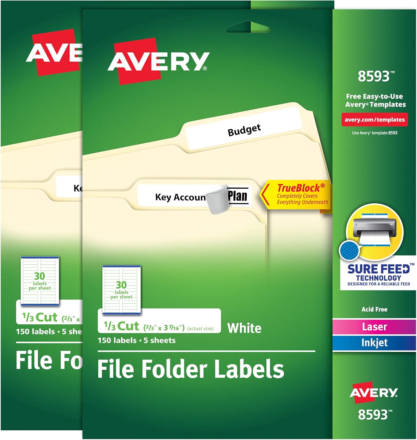 Avery File Folder Labels with TrueBlock Technology, Permanent Adhesive ...