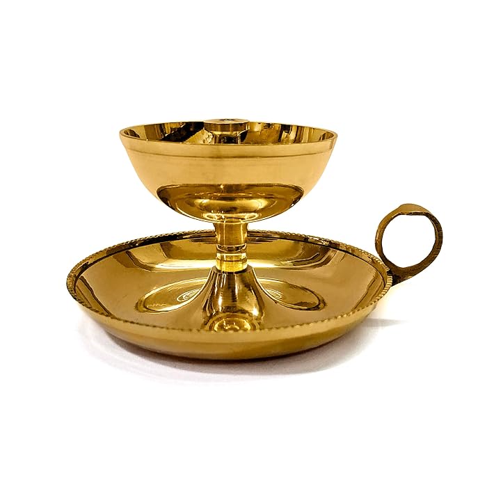 Buy SATVIK Brass Akhand Diya Metal Diya with Handle Handheld Kutthu ...