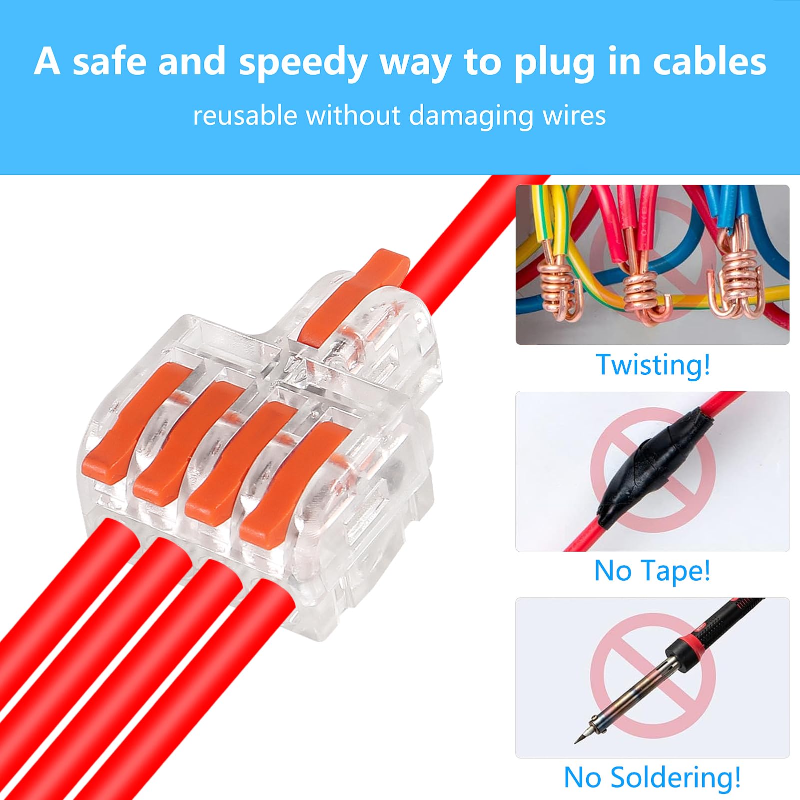 Snapklik.com : 20pcs Lever Wire Connectors, 1 In 4 Out Connectors For ...
