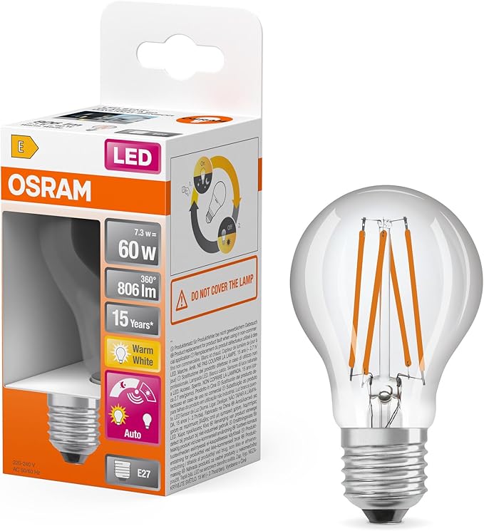 OSRAM Lampada LED Star+ con sensore di luce diurna, E27-base Ottica del ...
