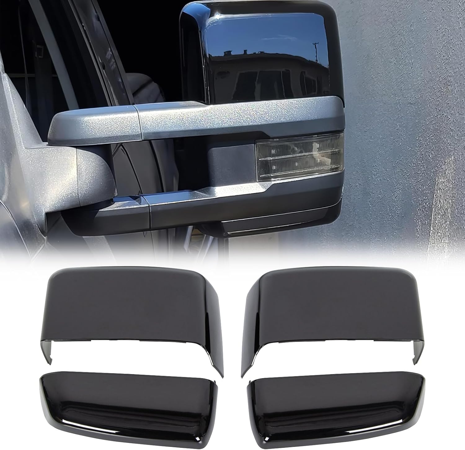 Amazon.com: ACLONG Tow Mirror Cover Caps Glossy Black Left & Right ...