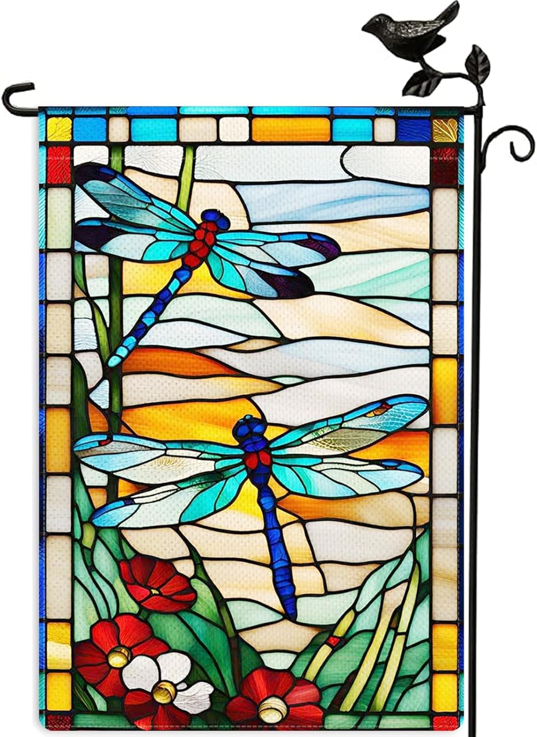Amazon.com : Summer Dragonfly Garden Flag 12x18 Inches Double Sided for ...