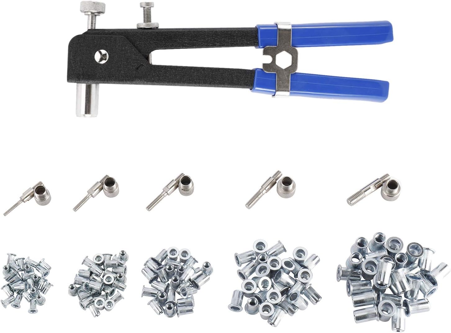 Yaegoo 136 PCS Rivet Nut Tool Kit, Hand Riveter Tool Heavy Duty Blind ...