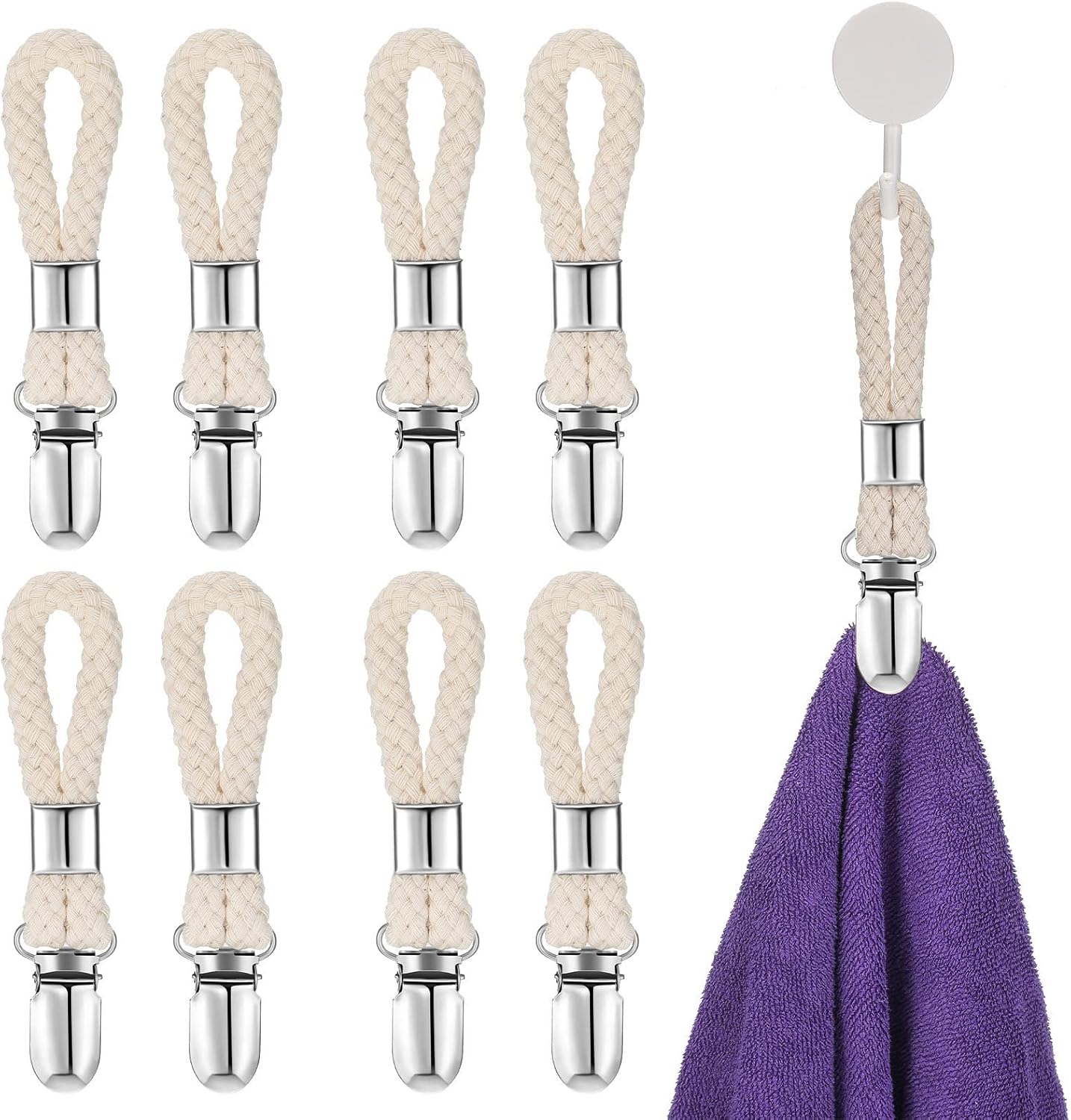 Nuenen 8 Pcs 4.53 x 0.91 Inches Large Tea Towel Clip Bathroom Towel ...