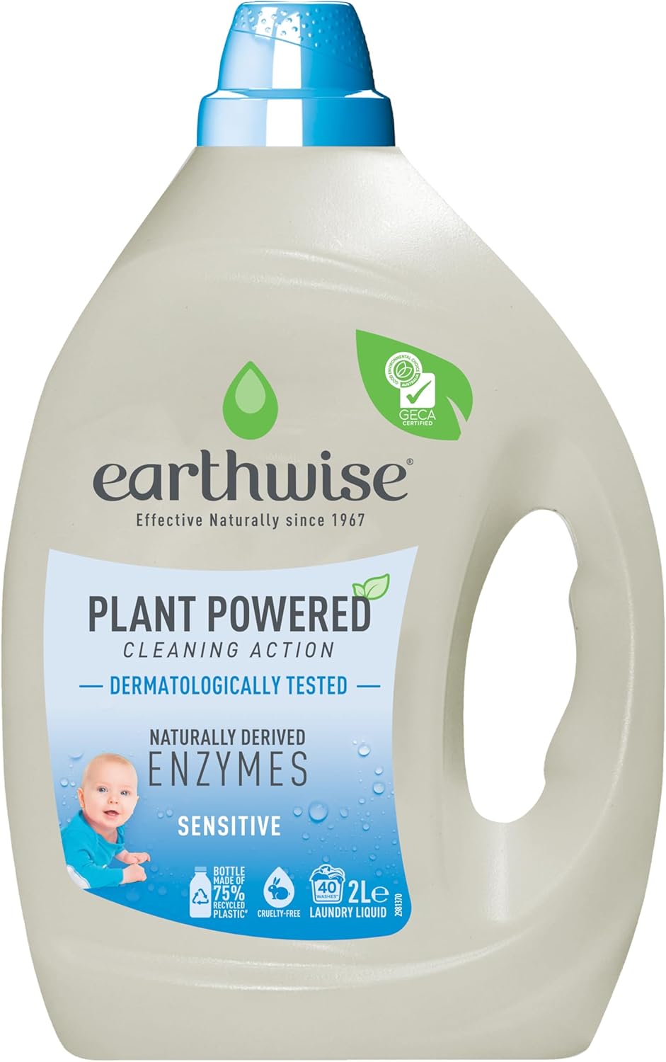 Earthwise Sensitive Laundry Washing Detergent Liquid 2L, 40 Washloads ...