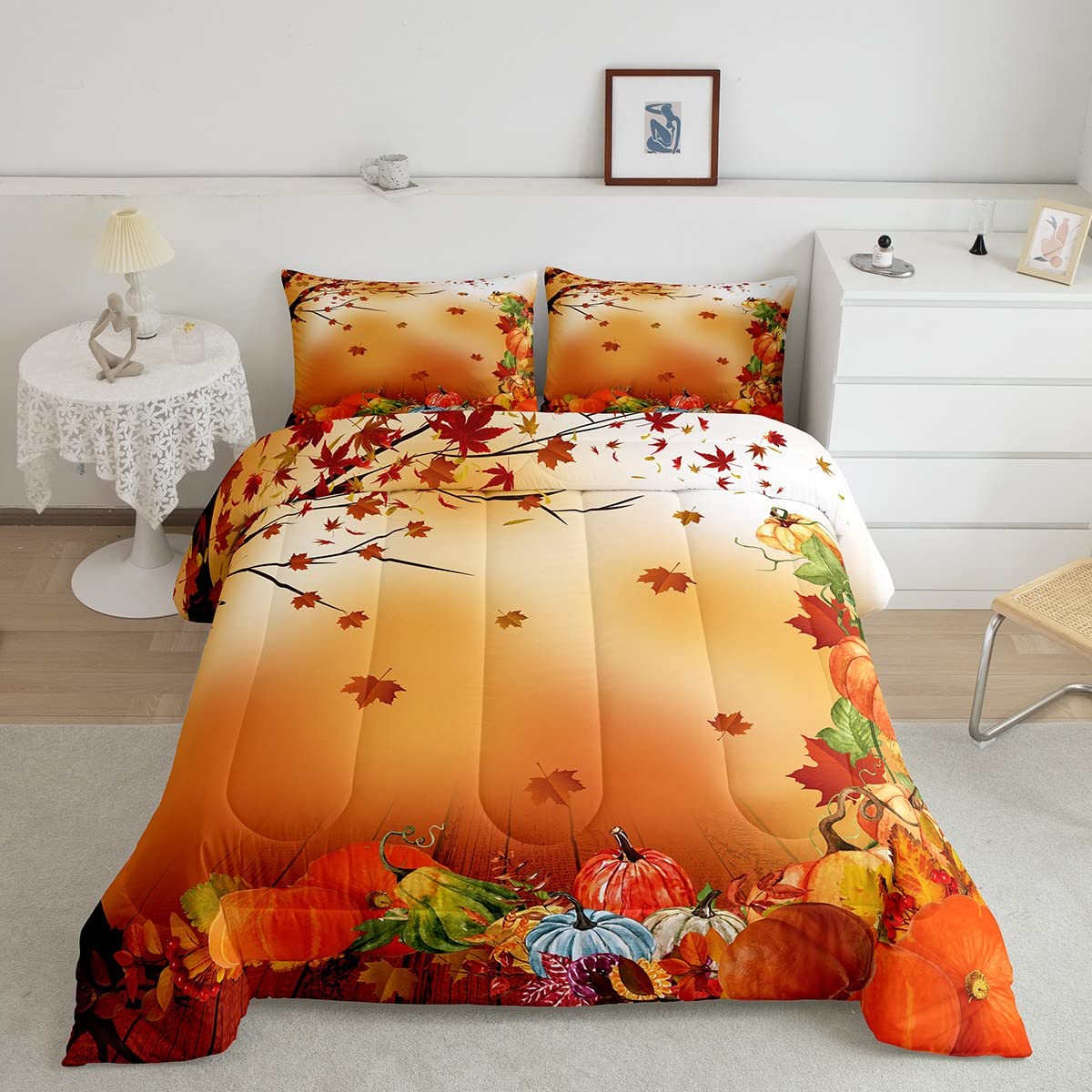 Amazon.com: Fall Pumpkin Bedding Set Halloween Themed Comforter Set ...