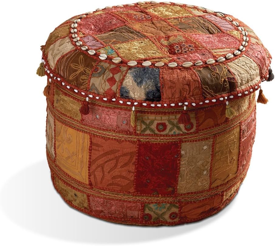 Amazon.com: Two's Company Salome Shell Border Ottoman with Tassels ...