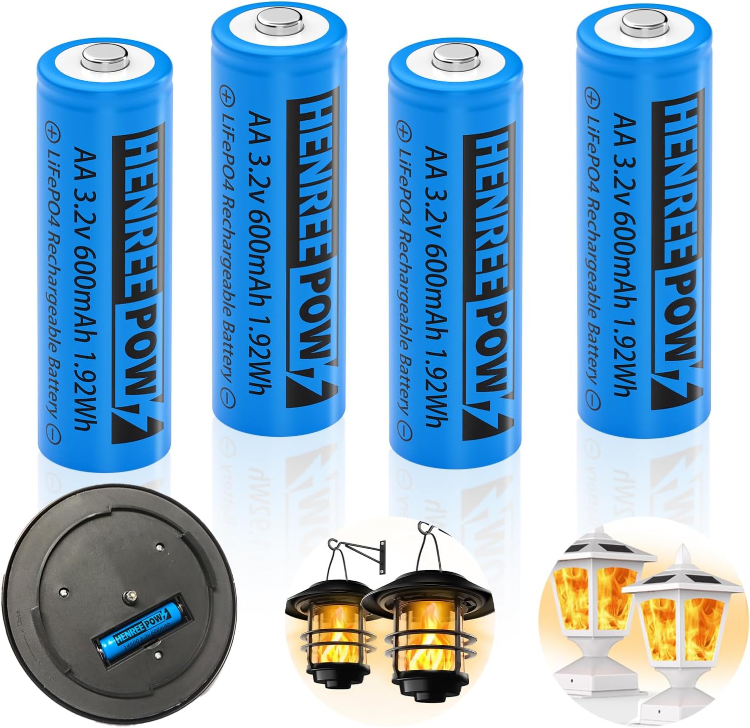 Amazon.com: Henreepow AA 3.2v Solar Rechargeable Batteries, Double A ...