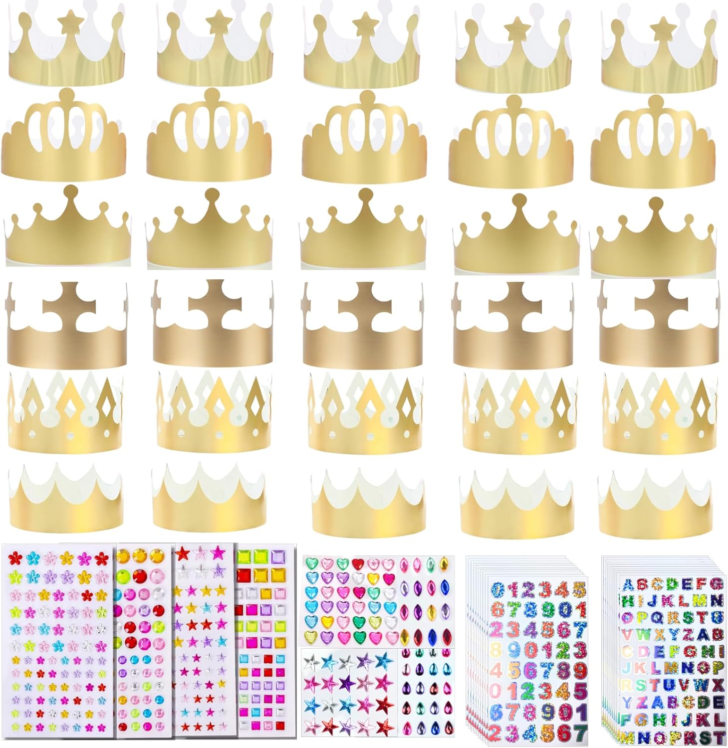 Amazon.com: Cayton Paper Crowns, 58 Pcs Gold Crown Party Hats, Gold ...
