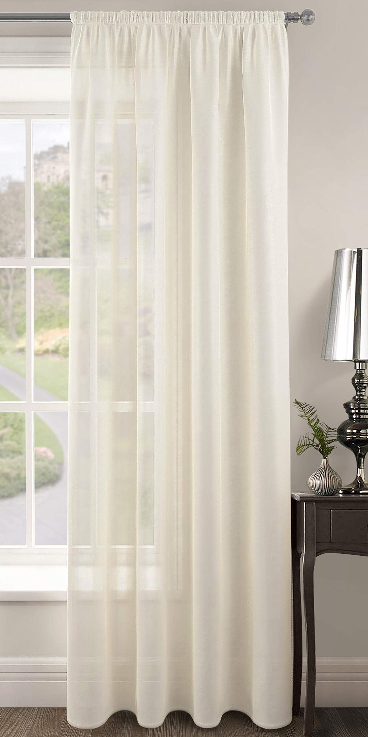 Sue. Plain lead weighted voile net curtain. 40 inch drop. Finished in ...