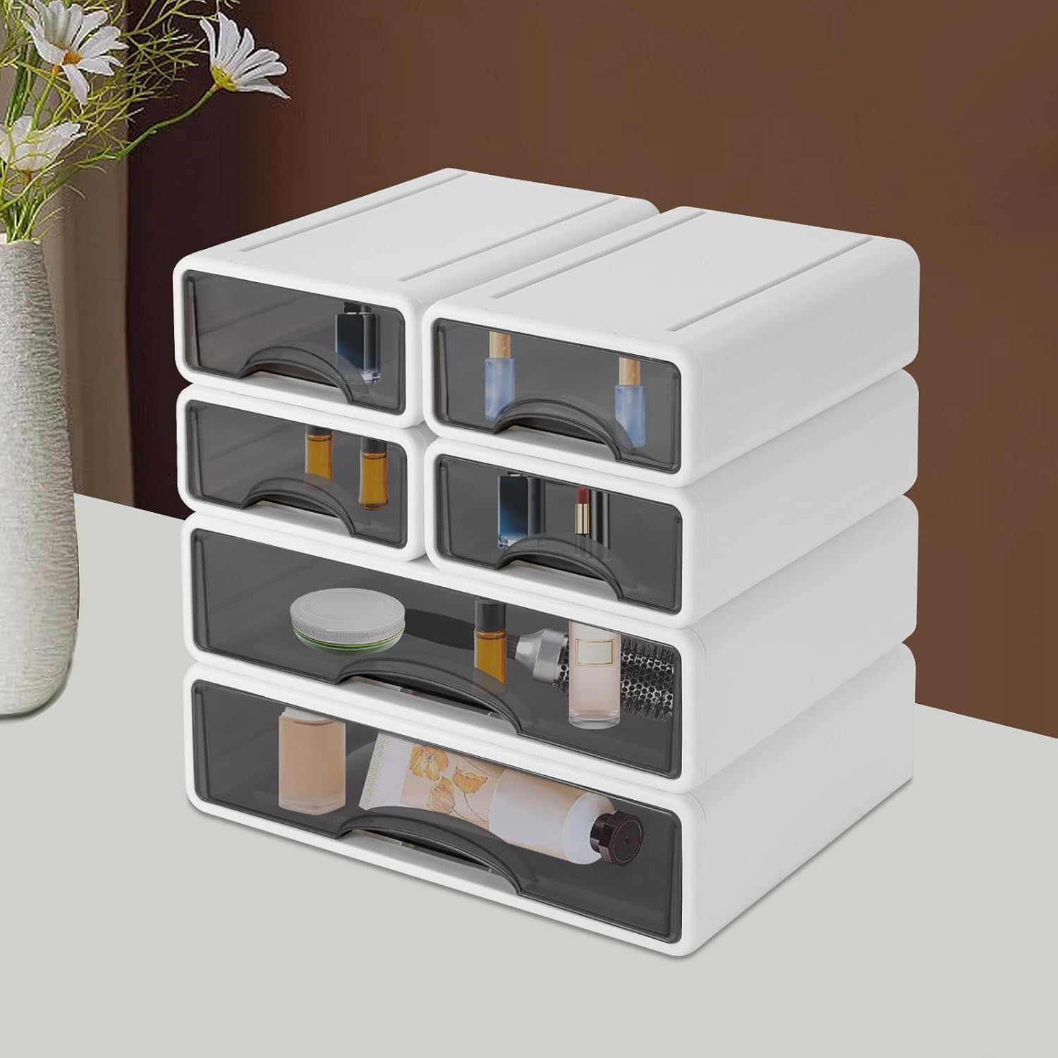 Amazon.com: GUIAFUHYE Office Storage Box with 6 Drawers, Desktop Drawer ...