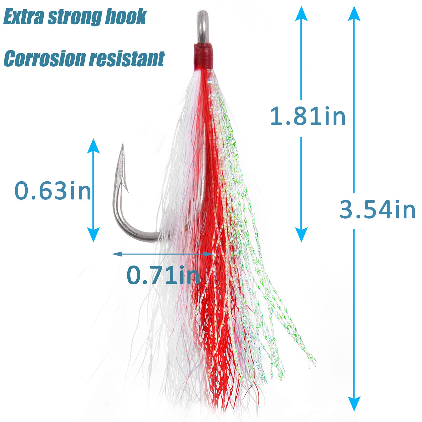 Snapklik.com : Fishing Bucktail Teasers Hooks Saltwater Bottom Fishing ...