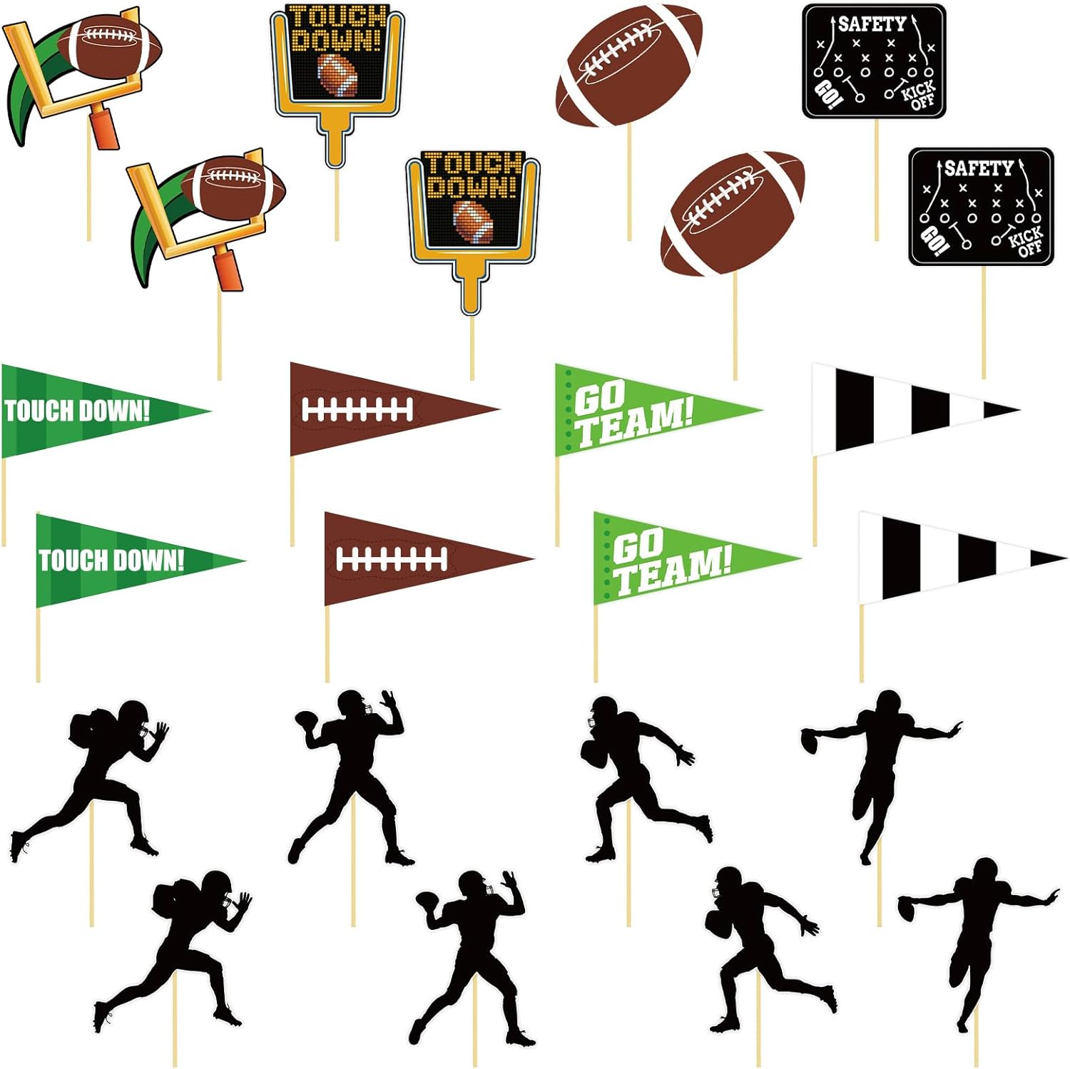 Amazon.com: 24 Pcs Football Cupcake Toppers | Disposable Touchdown ...