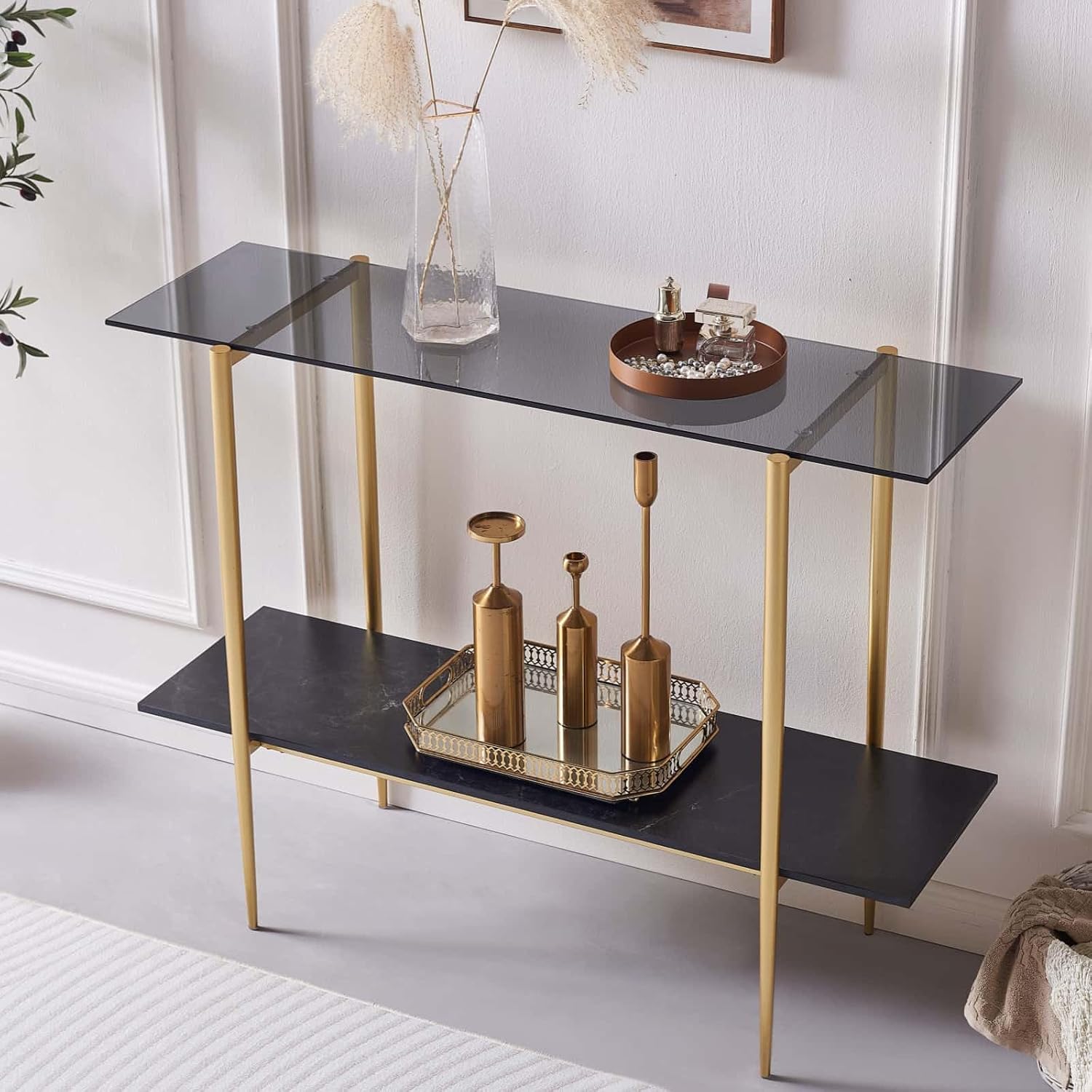 Amazon.com: LumFurn Glass Console Table for Living Room, Foyer ...