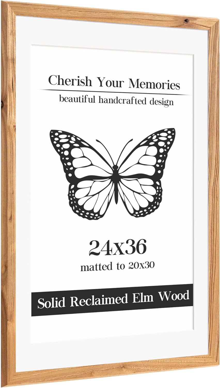 Amazon.com - RICHFOCUS 24x36 Poster Frame | Reclaimed Elm Wood Rustic ...