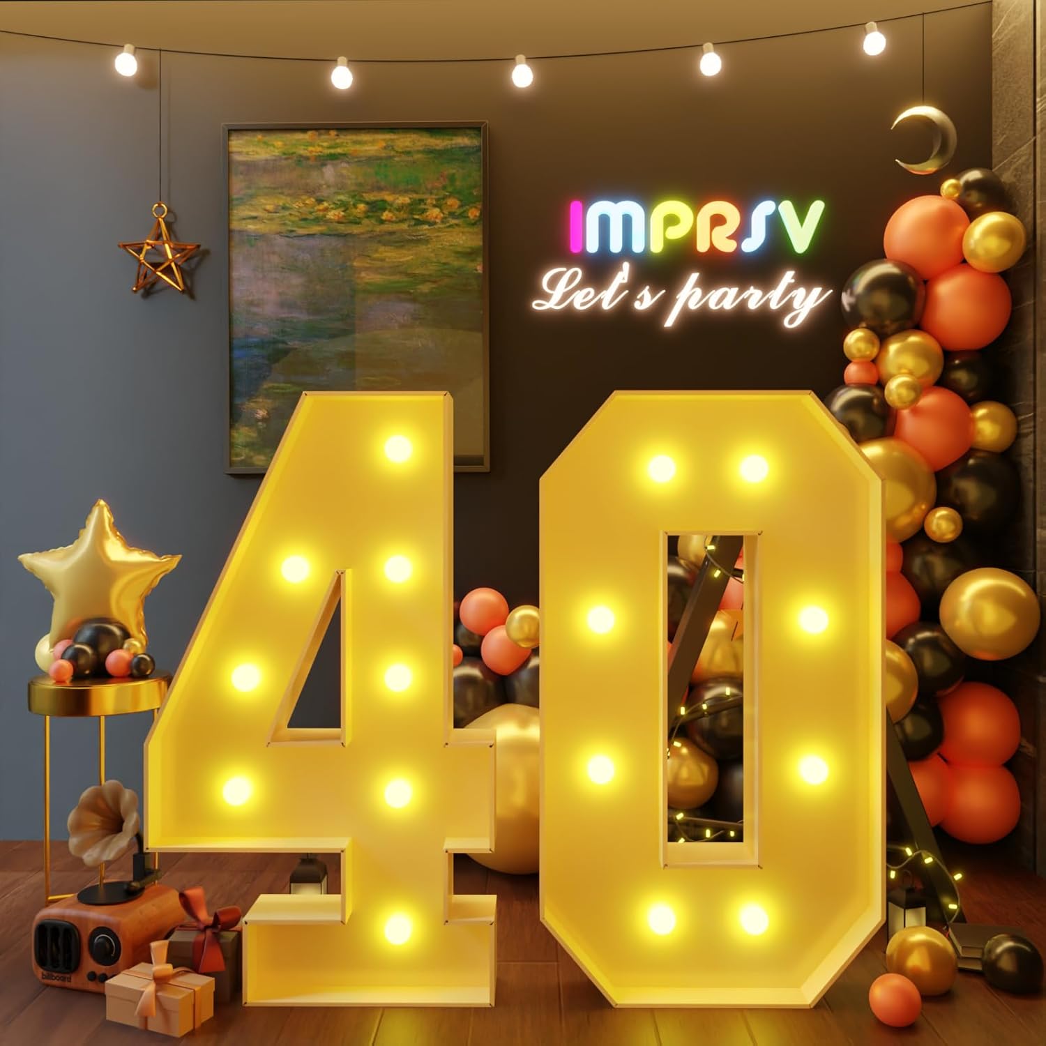 Amazon.com: imprsv 3FT Marquee Numbers, Marquee Light Up Numbers 40th ...