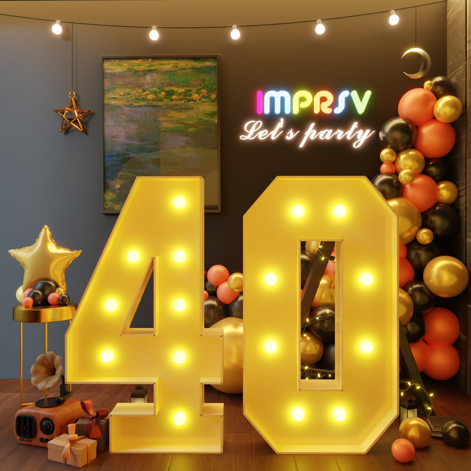 Amazon.com: imprsv 3FT Marquee Numbers, Marquee Light Up Numbers 40th ...