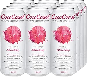 CocoCoast Natural Strawberry Coconut Water 12 Pack of 500 ml : Amazon ...