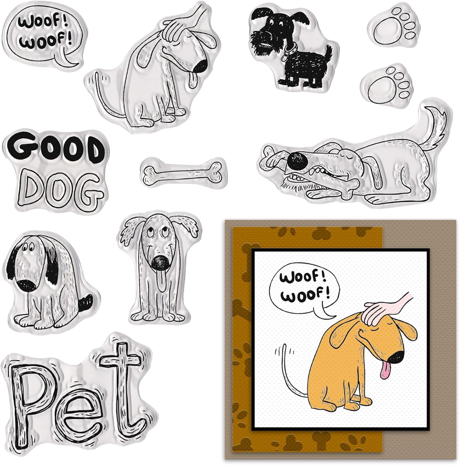 Amazon.com: LANGFON Cute Pet Dogs Clear Stamps for Card Making Cartoon ...