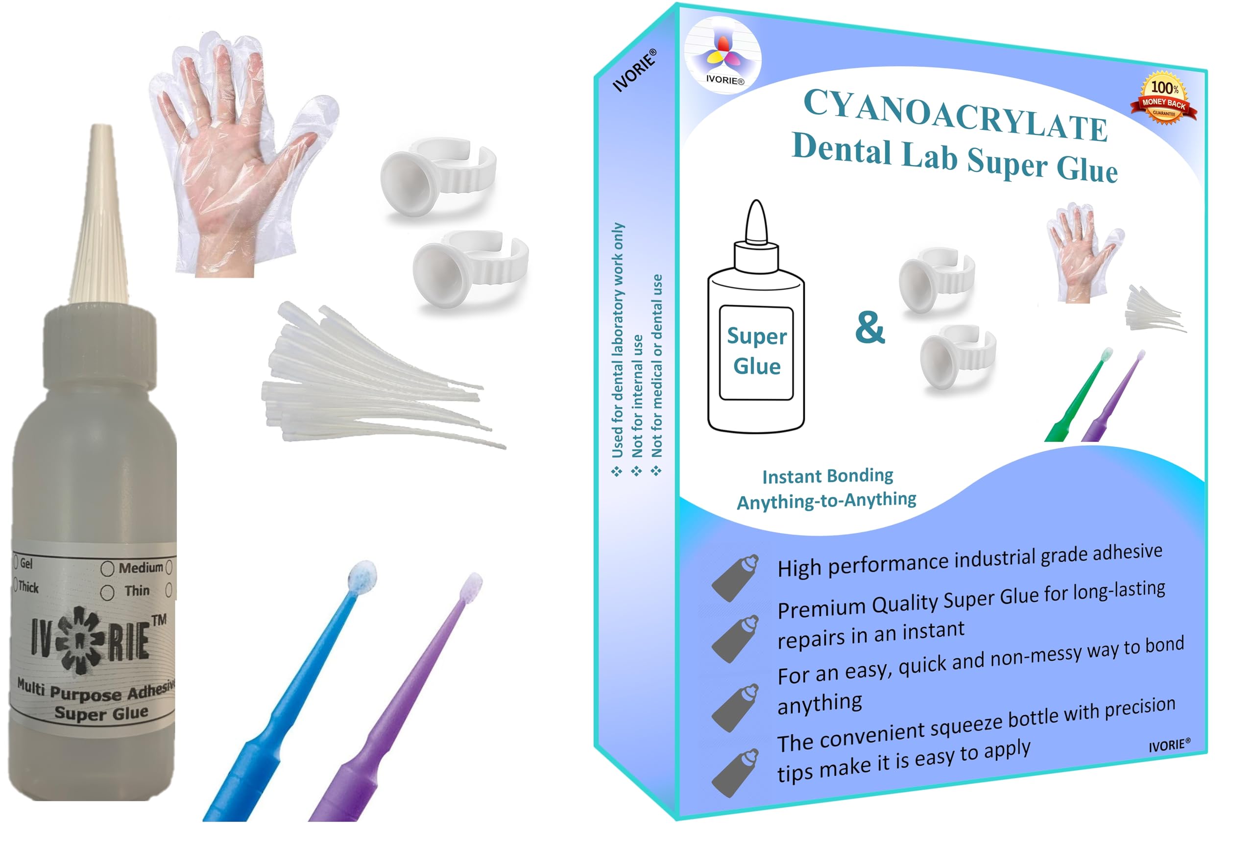 Amazon.com: Ivorie Instant Bonding Glue Adhesive - Dental Lab (Medium ...