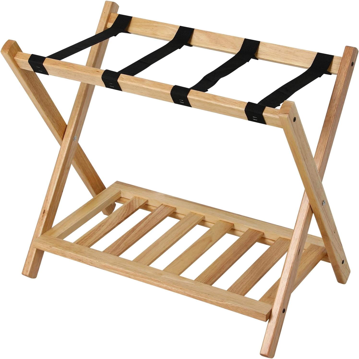 Amazon.com: Babion Folding Luggage Racks with Shelf, Wooden Suitcase ...