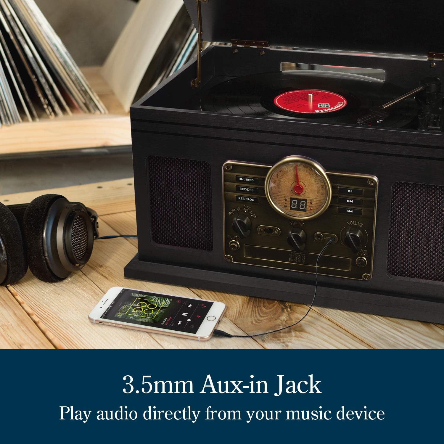 Buy Record Player Vinyl Turntable with Speakers – USB MP3 Playback ...