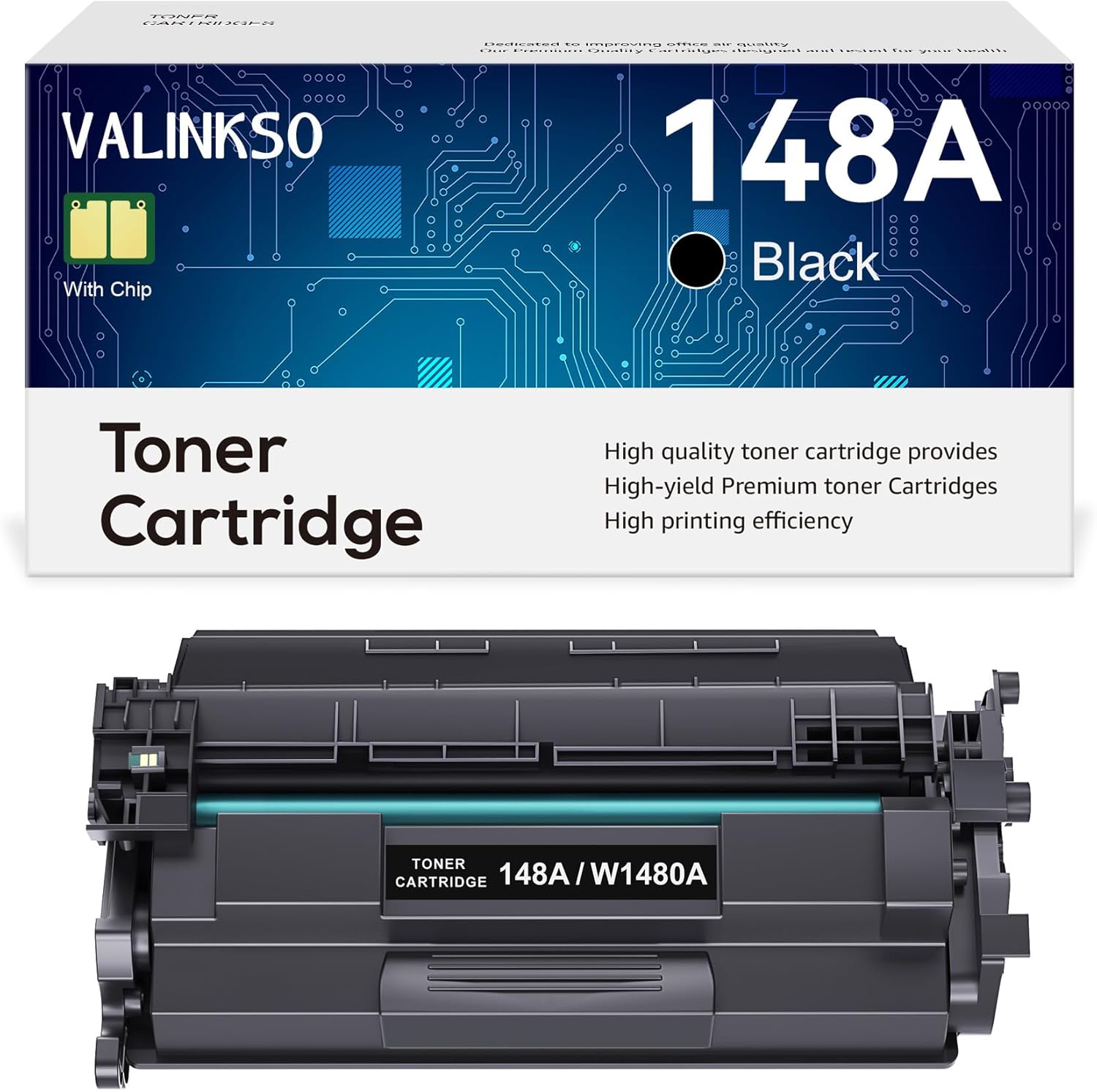 Amazon.com: Valinkso 148A W1480A Black High Yield Toner Cartridge (with ...